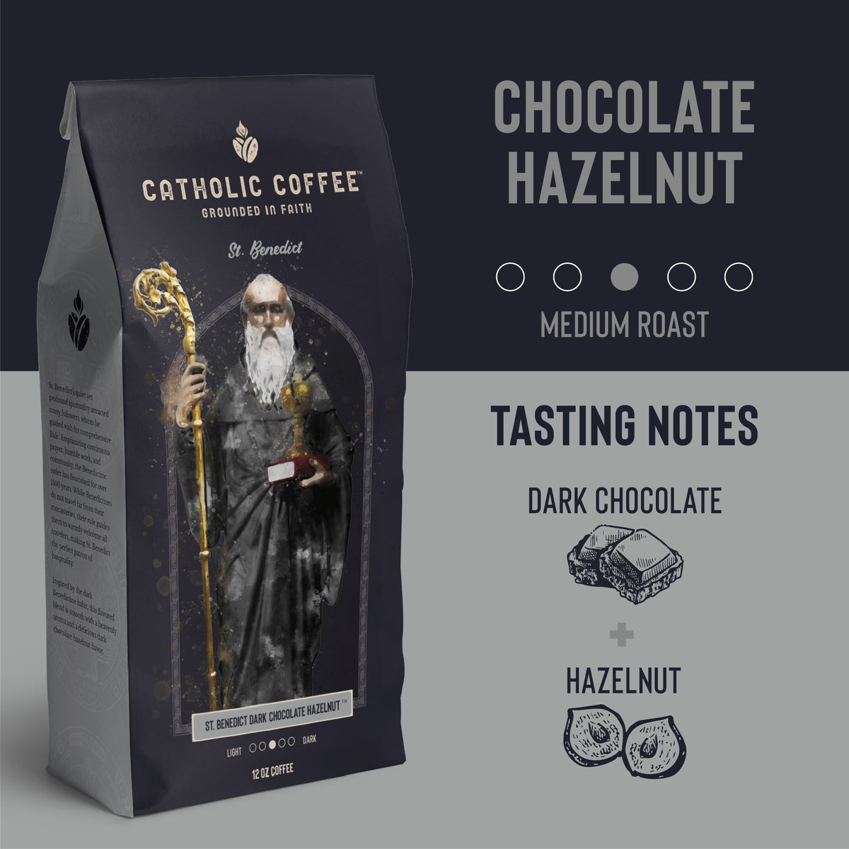 St. Benedict Chocolate Hazelnut Blend | Catholic Coffee®